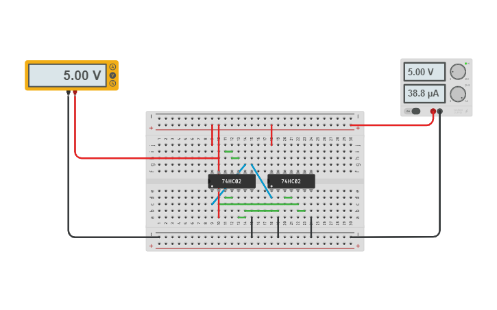 Circuit design XOR USING NOR - Tinkercad