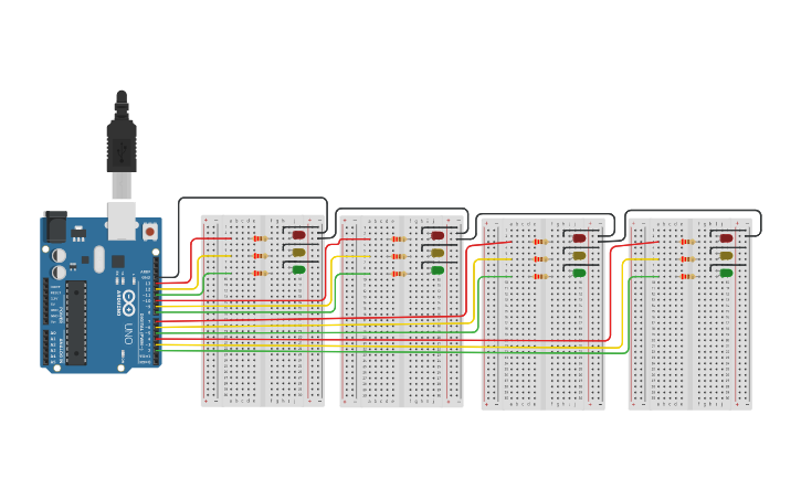 Circuit design Traffic light2 - Tinkercad