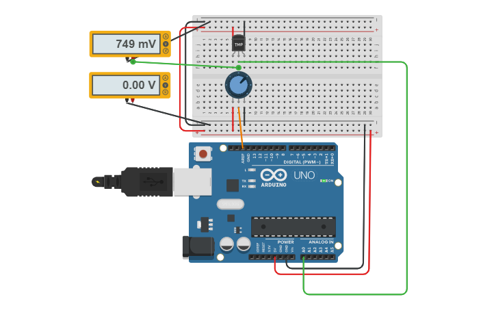Circuit Design Lab Sya Práctica N°06 Sensor De Temperatura Tinkercad