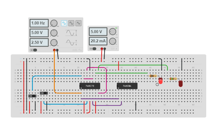 Circuit design Master slave JK flip flop - Tinkercad