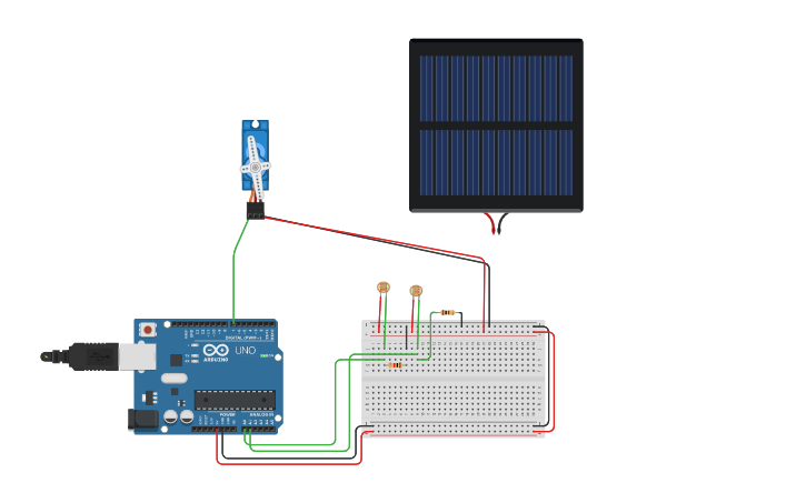 Circuit design Tracker solaire pour panneau solaire - Tinkercad