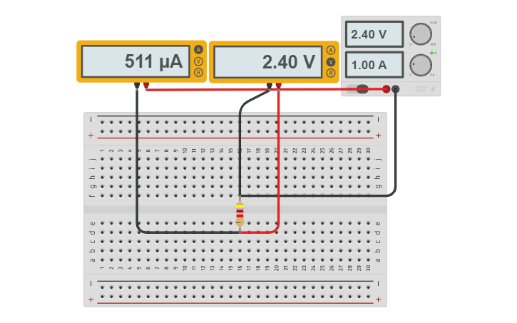 Circuit design Verifica di un resistore - Tinkercad