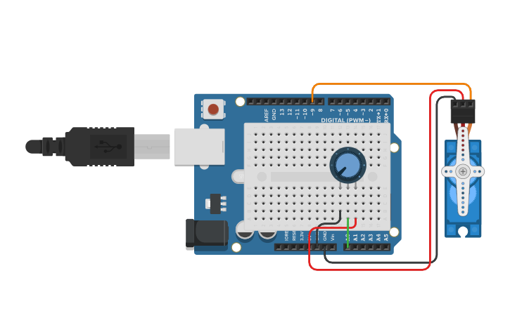 Circuit design 11. feladat - Mikroszervo - Tinkercad