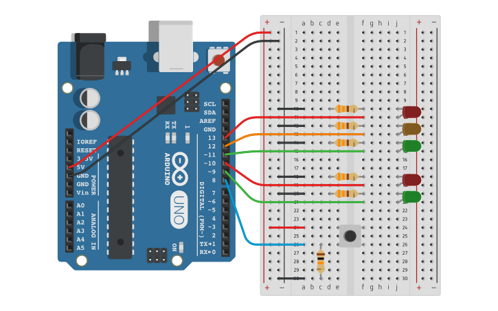 Circuit design Formation Arduino - Led | Tinkercad