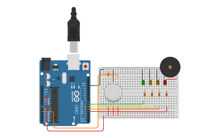 Circuit Design Gas Detector Tinkercad