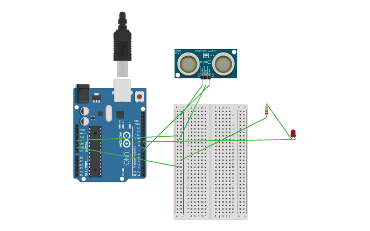Circuit design Ultrasonic - Tinkercad
