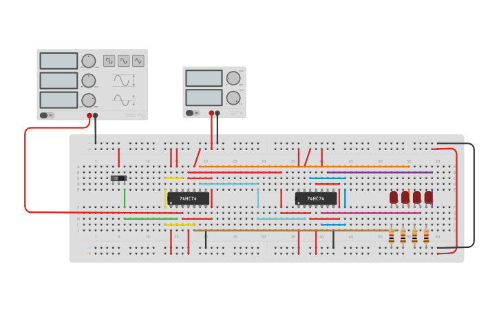 Circuit design SIPO | Tinkercad