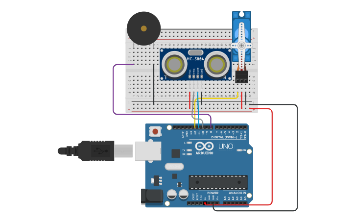 Circuit design Simple Radar Project - Tinkercad