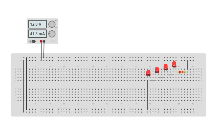 Circuit design Leds serie | Tinkercad