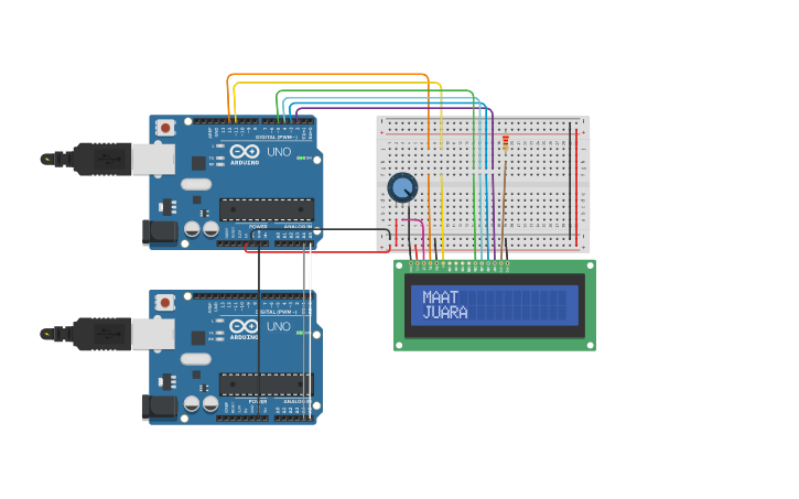 Circuit design I2C and Parallel - Tinkercad