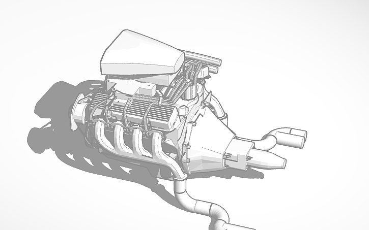 3D design Supercharged V8 Engine - Tinkercad