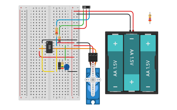 Circuit design Useless Machine Final Version | Tinkercad