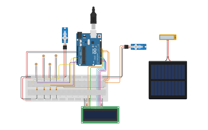 Circuit design Dual Axis Solar Tracker - Tinkercad