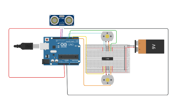 Circuit design Control motores con puente H y sensor de ultrasonido ...