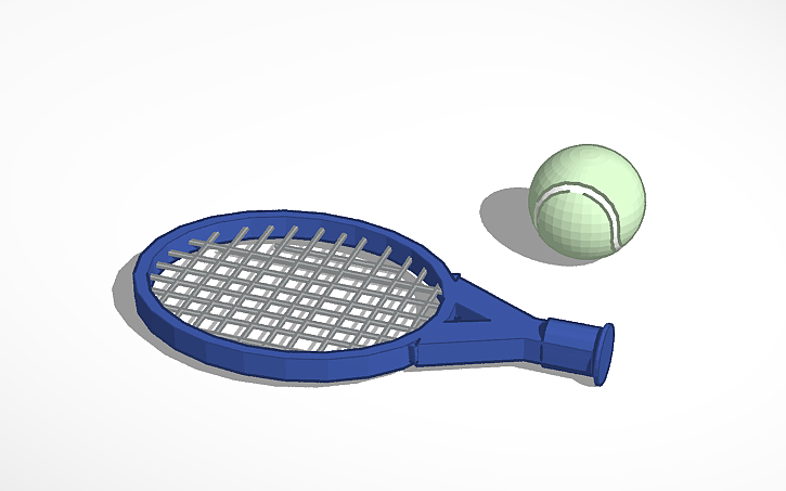 3D design Tennis racket with a tennis ball - Tinkercad
