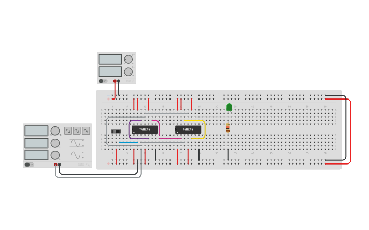 Circuit design SISO Shift Register - Tinkercad