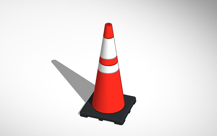 3D design High Res 28" Red and White Traffic Cone - Tinkercad