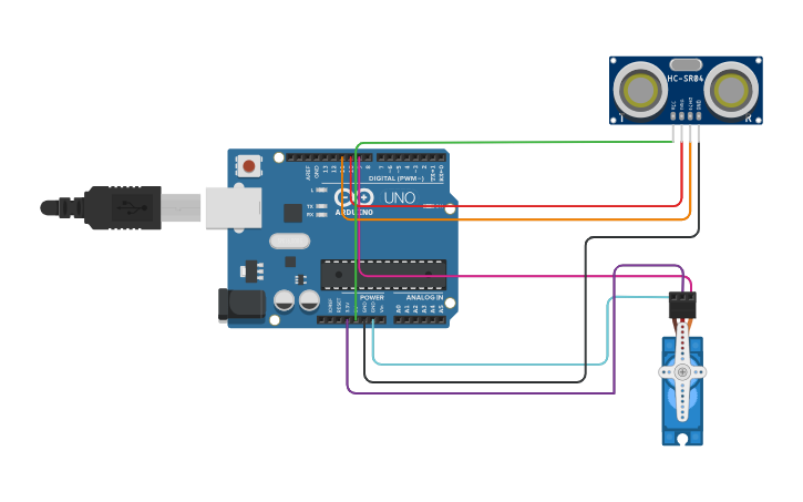 Circuit design Smart Parking System - Tinkercad