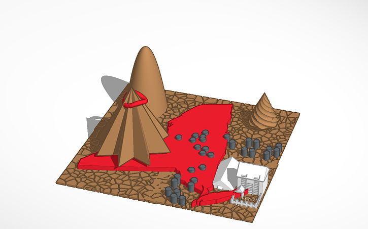 3D design VOLCANO TOWN | Tinkercad