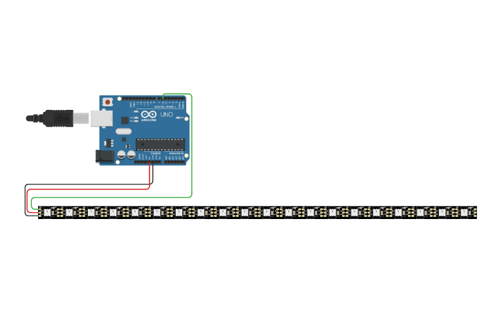 Circuit design ADAFRUIT NeoPixel Faixa 20 - Larson - Cylon - Tinkercad