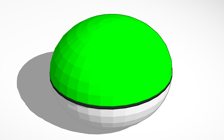 3D design lime green pokeball - Tinkercad