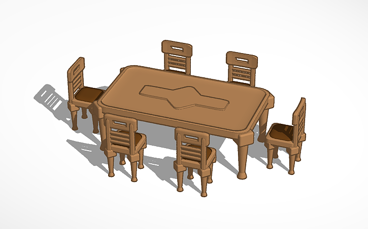 3D design Dining Room Table & Chairs - Tinkercad