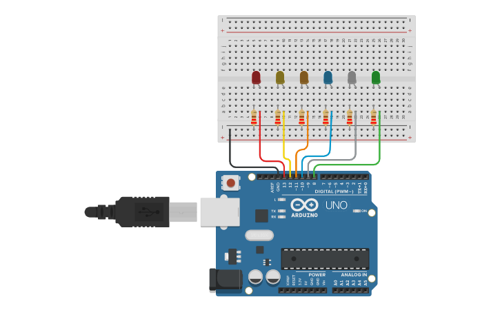 Circuit design Multiple LEDs | Tinkercad