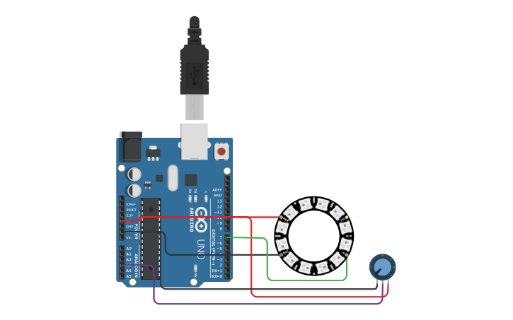 Circuit design NeoPixel V2 - Tinkercad