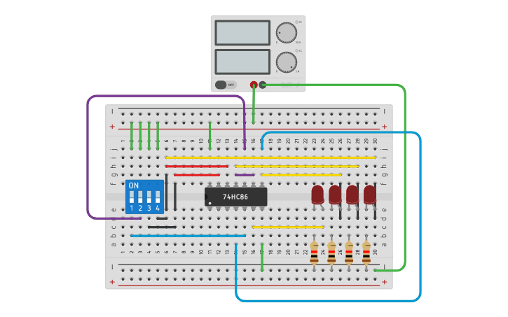 Circuit design Gray to Binary - Tinkercad
