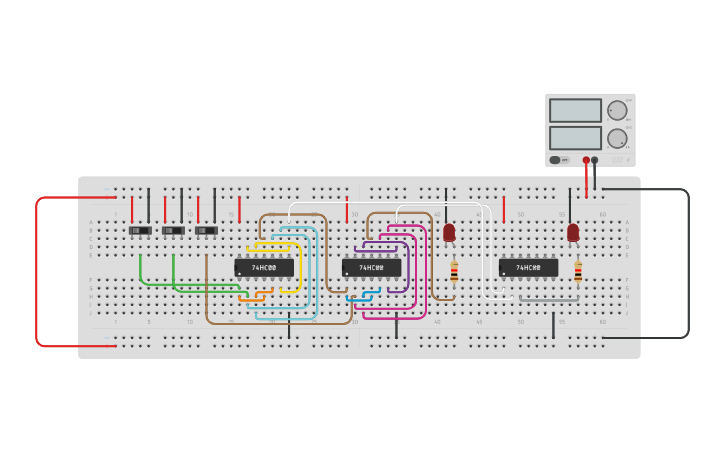 Circuit design Full subtractor using NAND - Tinkercad