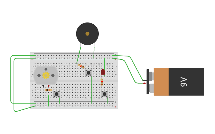 Circuit Design Led Dc Motor Buzzer With Push Button Tinkercad