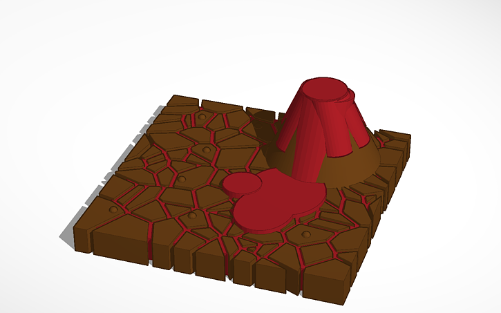 3D design Volcano Scene - Tinkercad