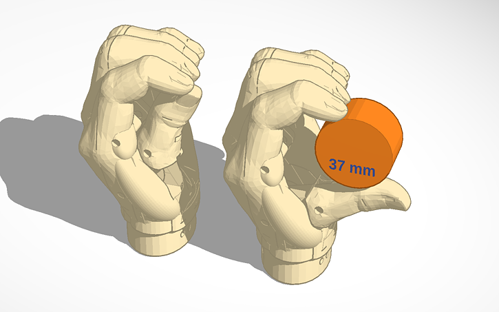 3D design 2-part GT hand 1.6 assembly - Tinkercad