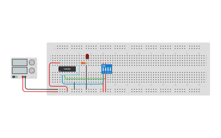 Circuit design Puerta NOR - Tinkercad