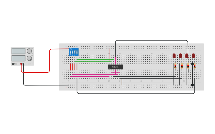 Circuit design Gray Code to Binary Converter | Tinkercad