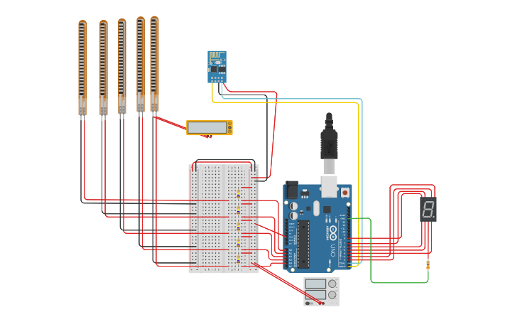 Circuit design guantes traductor de señas - Tinkercad