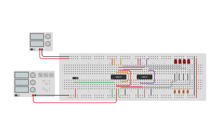Circuit design Serial In Parallel Out Shift Register - Tinkercad