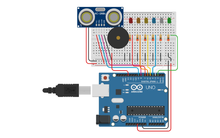 Circuit design Sensor Distancia - Reyes Correcha Valeria 1103 - Tinkercad