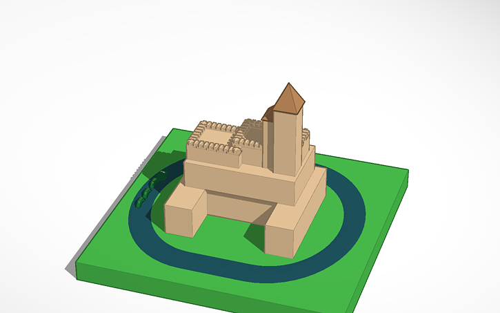 3D design Castle with Moat - Tinkercad