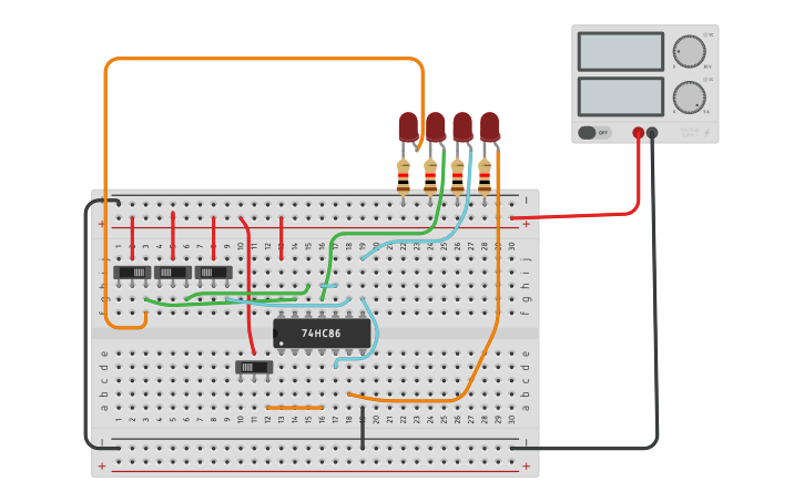 Circuit design GRAY TO BINARY | Tinkercad