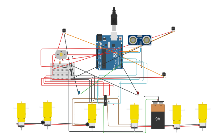 Circuit design Fire-fighting R-hex robot - Tinkercad