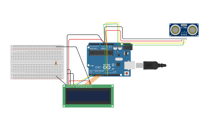 Circuit design Sensor de Distância do Arduíno - Tinkercad