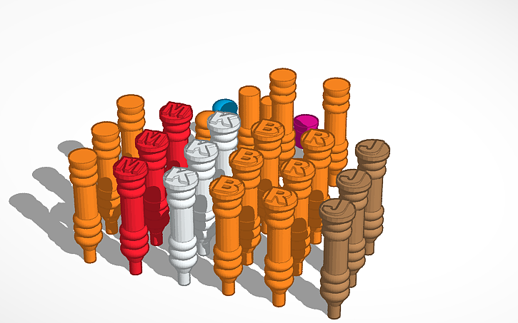 3D design Initial Pegs Cribbage - Tinkercad