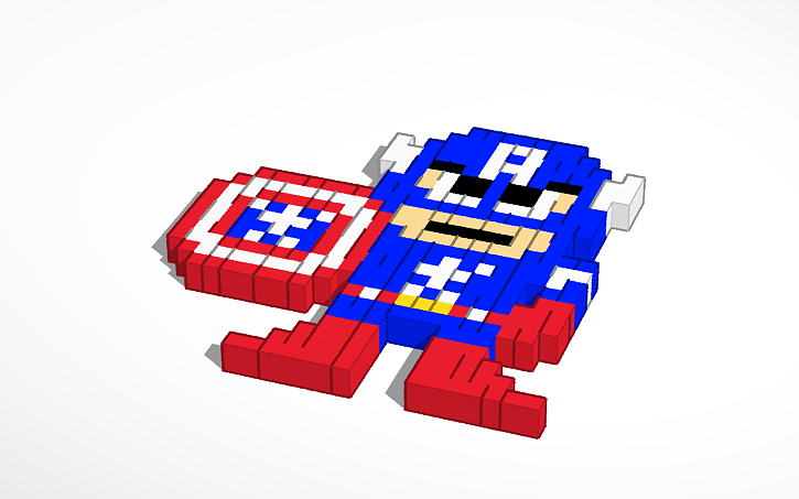 3D design 8-Bit Captain America | Tinkercad