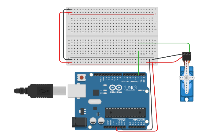 Circuit design servo moteur - Tinkercad