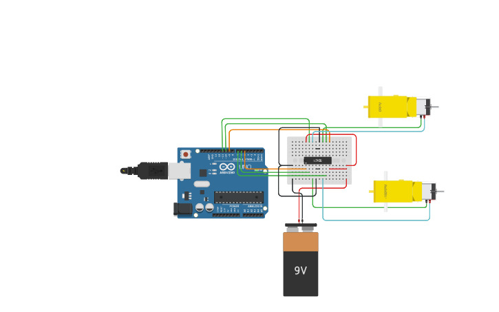 Circuit design Motores - Tinkercad