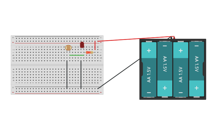 Circuit design Circuíto 2: LDR en paralelo cun LED | Tinkercad