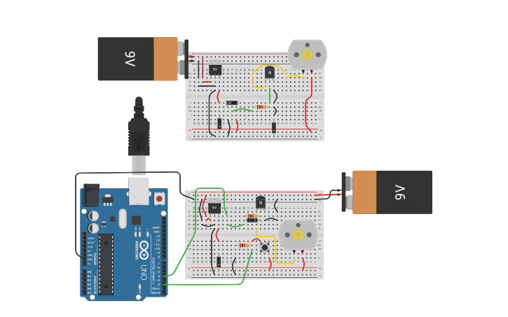 Circuit design dc motor with transistor and switch - Tinkercad