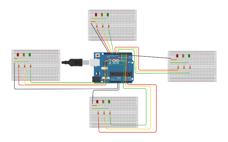 Circuit design TRAFFIC CONTROLLER SYSTEM - Tinkercad