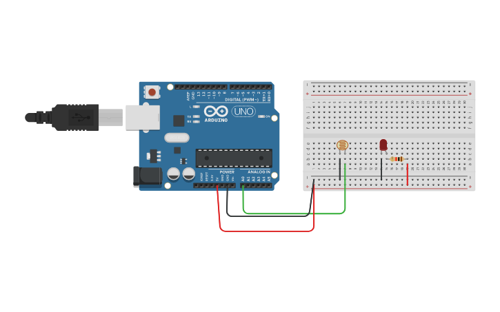 Circuit design sensor LDR - Tinkercad